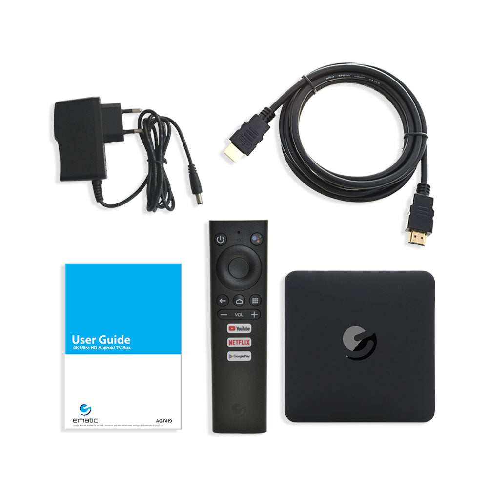Ematic AGT419 4K (UltraHD) Quad Core Android TV Box, 2GB DDR3 Memory ...