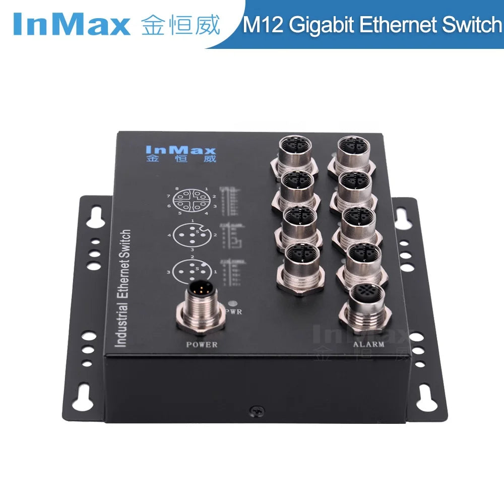 InMax M508B M12 8 Port Gigabit Railway Industrial Ethernet Switch rail ...