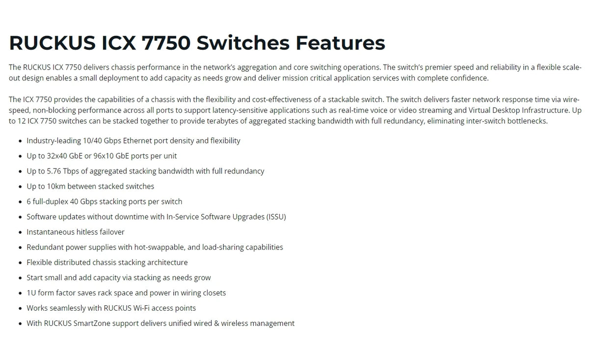 RUCKUS ICX 7750 Ethernet Switches High-End Enterprise-Class Stackable ...
