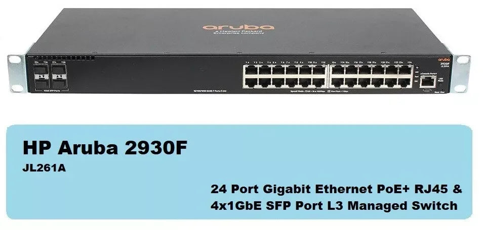 HPE Aruba 2930F 24-port Gigabit PoE+ Managed L3 Switch with 4x SFP por ...