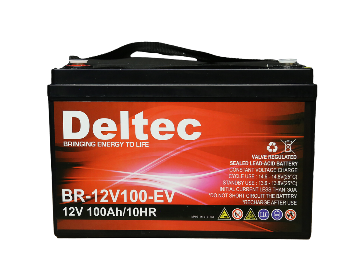 Deltec 12V 100Ah Lead Acid Deep Cycle Battery, F12(M8) Terminal, Solar ...