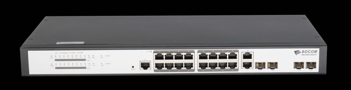 Bdcom 16 Port Gigabit PoE Switch, fully managed switch featuring gigab ...